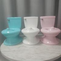 China childrens potty toilet with Flushing Sound White Blue Pink Solid Design for sale