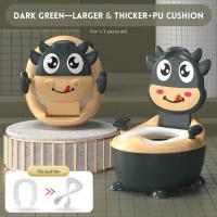 China Dark Green Cow Carton Pattern Baby Training Potty Acceptable Customized Logo EN71 Certified for sale
