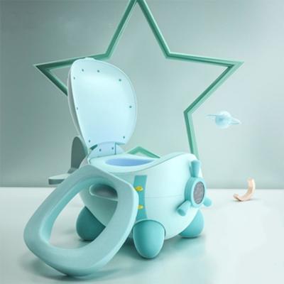 China Custom Logo Airplane Cartoon Baby Training Potty in White/Blue/Pink Colors for sale