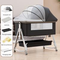 China Multi Functional Baby Crib with Foldable Height Adjustment Splicing, Portable and Movable Bedside Swing, Cradle, Sleeping Bed for sale