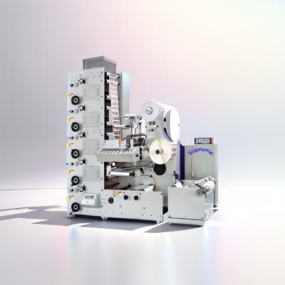 China RY3201L LABEL (LOGO) FLEXO PRINTING MACHINE STANDARD: WITH 1 DIE CUTTING+LAMINATING STATION TURN BAR SLITTING STATION for sale