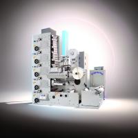 China LABEL LOGO FLEXO PRINTING MACHINE web guide ultrasonic type 1 die cutting station separate unwinding two tower slitting for sale