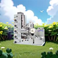 China RY-4502L COLOR AUTOMATIC LABEL FLEXO PRINTING MACHINE INCLUDE DIE CUTTING UNIT MITSUBISHI TENSION CONTROLLER FOR UNWIND for sale