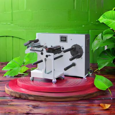 China HIGH SPEED 320 AUTOMATIC LABEL SLITTING MACHINE WITH MAX MATERIAL FEEDING WIDTH 350MM SLITTING AND TURRET REWINDING for sale
