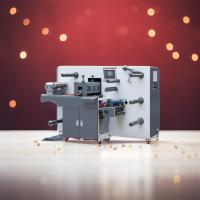 China PRECISE FULL SERVO INTERMITTENT ROTARY DIE CUTTING MACHINE WITH 350MM MATERIAL FEEDING WIDTH IML LABEL WITH CONVEYOR for sale