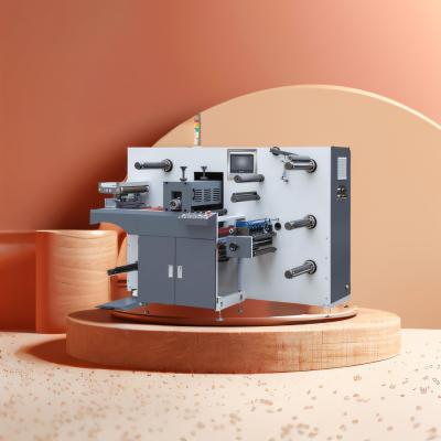 China UNWINDING MAX DIAMETER 650MM - SEMI ROTARY LABEL AND SLITTING DIE CUTTING MACHINE PRE-PRINTED LABEL FREE CHANGE MAGNETIC for sale