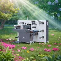 China MQ-350YII SEMI-ROTARY INTERMITTENT DIE CUTTING WITH CONVEYOR FOR IML LABEL IN-MOLD-LABELS PRINTED BLANK COLOR TRACKING for sale