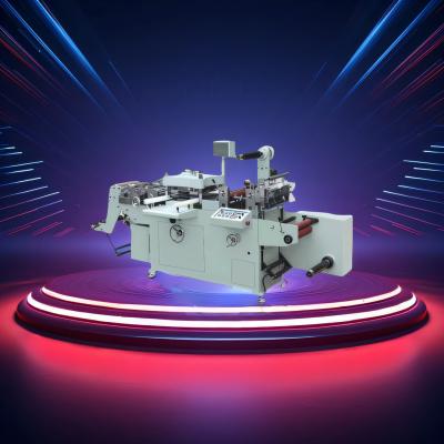 China MQ-350Z AUTOMATIC MEDIUM SPEED LABEL DIE CUTTING MACHINE PLATEN PRESSING STRUCTURE SERVO SYSTEM CONTROL THE MATERIAL for sale