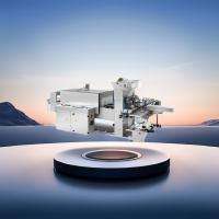 China Fully automatic heat shrink packaging machine cuff type and precise wrapping solution online with turret rewind machine for sale