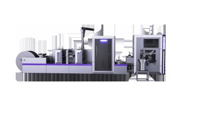 China Fully Automatic Rotary Die Cutting Slitting and No Glue 4 Shaft Turret Rewinding Machine for sale