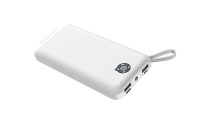 China White 20000mAh Ultra Thin Polymer Power Bank with Built-in Cables UN38.3 for sale