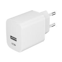 China QC3.0 30W GaN Fast Charger EU White PC Fireproof USB A Type C Charging for sale