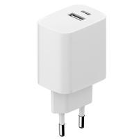 China QC3.0 30W GaN Fast Charger EU White PC Fireproof USB A Type C Charging for sale