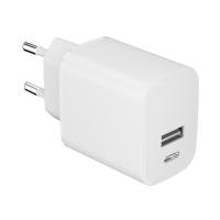 China QC3.0 30W GaN Fast Charger EU White PC Fireproof USB A Type C Charging for sale