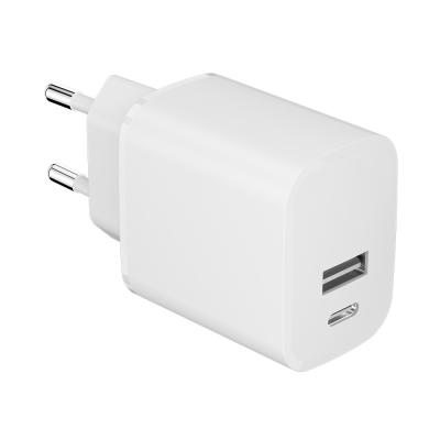 China QC3.0 30W GaN Fast Charger EU White PC Fireproof USB A Type C Charging for sale