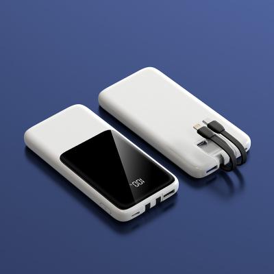 China 20W 10000mAh Power Bank with Inbuilt Cable 1.5A 12V Type C ABS Thin Large Capacity for sale