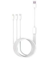 China 3 in 1 Multi Port USB Cable 1.2m 2.4A White TPE PVC for Huawei P9 and More for sale