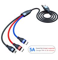 China QC3.0 Nylon Braided Multi Port USb Cable M10 9V 3A Syncing Black for sale