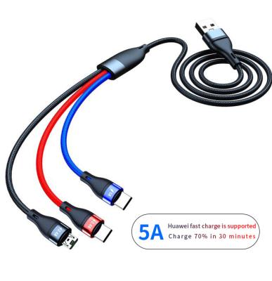 China QC3.0 Nylon Braided Multi Port USb Cable M10 9V 3A Syncing Black for sale