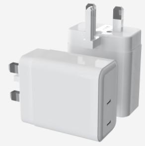 China UK 65W GaN Fast Charger Foldable Adapter 2 Port Portable PC Fireproof for sale