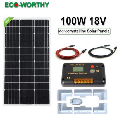 China Eco Worthy 100W Monocrystalline Solar Panel 18V 5.55A for RV Boat Off Grid for sale