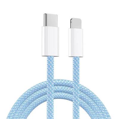 China 12V 1.67A Type C Charger Cables Blue PD Data Cable Braided Thread ERP for sale