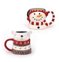 China 3d Mug Snowman Ceramic  Porcelain Christmas Mugs Ceramic 3d Mug In Santa Design for sale