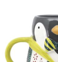China 3D Animal Penguin Shaped Ceramic Milk Mugs Porcelain Christmas Gift With Handpainting for sale