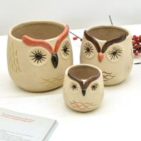 China 24 Inch 6 Inch  16 Inch Ceramic Flower Pots 3D Unique Owl Lovely Flower Succulent Pots Mode for sale