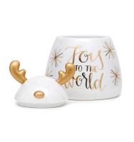 China 3D Christmas Kitchen Coffee Tea Sugar Gift Canister Jar Tree Shaped Storage Golden Silver Handpainting for sale