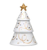 China 3D Christmas Kitchen Coffee Tea Sugar Gift Canister Jar Tree Shaped Storage Golden Silver Handpainting for sale