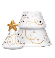 China 3D Christmas Kitchen Coffee Tea Sugar Gift Canister Jar Tree Shaped Storage Golden Silver Handpainting for sale