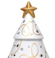 China 3D Christmas Kitchen Coffee Tea Sugar Gift Canister Jar Tree Shaped Storage Golden Silver Handpainting for sale