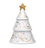 China 3D Christmas Kitchen Coffee Tea Sugar Gift Canister Jar Tree Shaped Storage Golden Silver Handpainting for sale