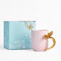 China Coffee Mug With Gold Handle Rough Clay Coffee Mug White Ceramic Mug Tazas for sale