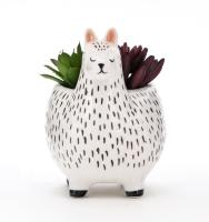 China Ceramic Animal Plant Pots Planters Succulent Plant Pot Customized Plant Alpaca Animal Head for sale