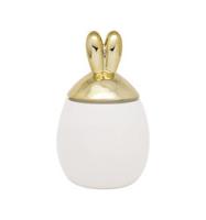 China Latest Easter Rabbit Cookie Sugar Coffee Ceramic Storage Canister With 3D Golden Electroplated Lid for sale