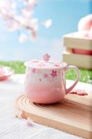 China S&K New Spring Summer Flower Ceramic Custom Coffee Mugs Cups with lid as gift for customization for sale