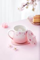 China S&K New Spring Summer Flower Ceramic Custom Coffee Mugs Cups with lid as gift for customization for sale