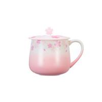 China S&K New Spring Summer Flower Ceramic Custom Coffee Mugs Cups with lid as gift for customization for sale