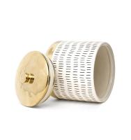 China Modern Airtight Tea Sugar Coffee Food Storage Canister Set With Golden Cover Colorful Ceramic Canisters for sale