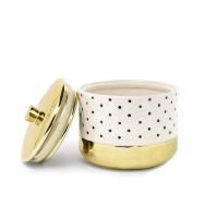 China Modern Airtight Tea Sugar Coffee Food Storage Canister Set With Golden Cover Colorful Ceramic Canisters for sale
