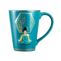 China Large capacity ceramic embossed coffee and tea mug print 3d yoga lady Chinese style vintage mug for sale