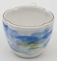 China Ceramic Tea Cup And Saucer Set European Style White Stoneware Ceramic Print Coffee Water Mug Cup for sale