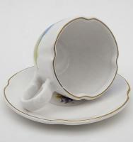 China Ceramic Tea Cup And Saucer Set European Style White Stoneware Ceramic Print Coffee Water Mug Cup for sale