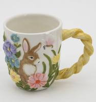 China Coffee Mugs For Gardeners Water Cafe Cup Hand Prints Birds 12oz Large Porcelain Mug Ceramic for sale