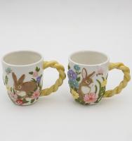 China Coffee Mugs For Gardeners Water Cafe Cup Hand Prints Birds 12oz Large Porcelain Mug Ceramic for sale