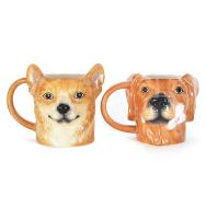 China Best Selling cute earthenware 3d dog shaped Animal Ceramic Mugs Design with 3D handpaint for sale
