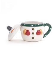 China 3D Snowman Shaped Ceramic Coffee Mugs Christmas Gift With Lid And Handpainting for sale