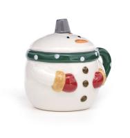 China 3D Snowman Shaped Ceramic Coffee Mugs Christmas Gift With Lid And Handpainting for sale